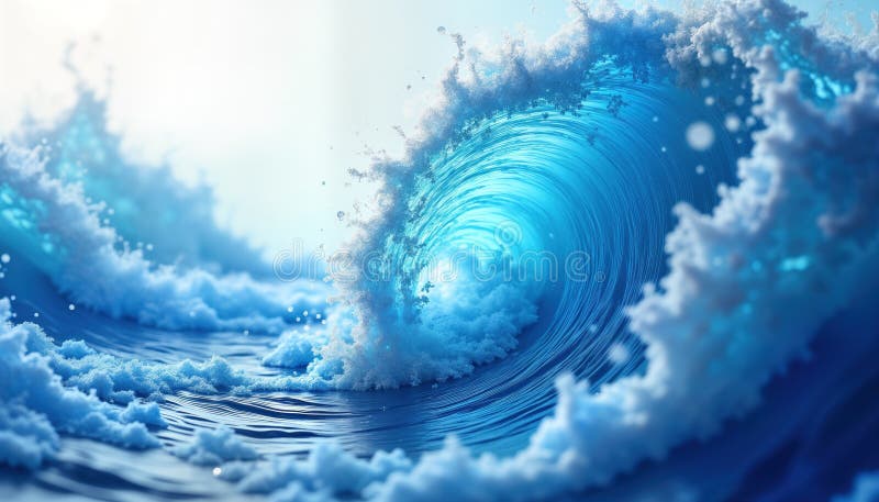 Abstract Blue Ocean Wave Swirls Dynamically. Water Ripple Pattern ...