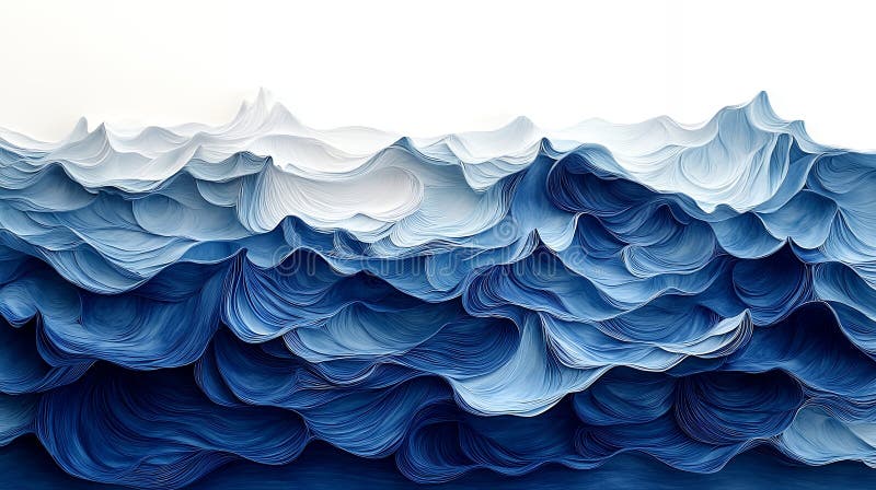 Abstract Blue Ocean Waves Paper Art Tranquil Sea Texture Background ...