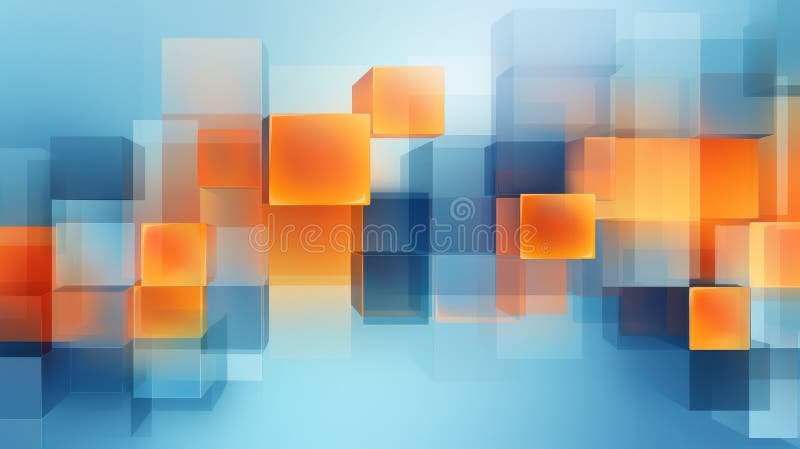 Abstract Blue and Orange Background with Squares AI Generated Stock ...