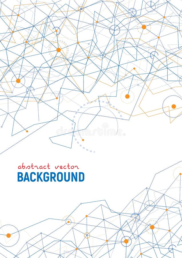 Abstract Blue and Orange Background. Vector Lines and Dots Stock Vector ...