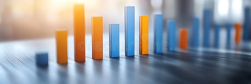 Abstract Blue and Orange Bar Graph on Grey Background Financial Data ...
