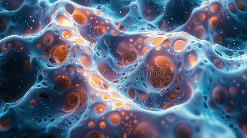 Abstract Blue and Orange 3D Rendered Surface with Bubbling Texture ...