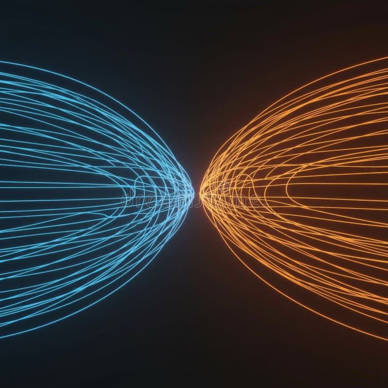 Abstract Blue and Orange Data Stream Background Stock Illustration ...