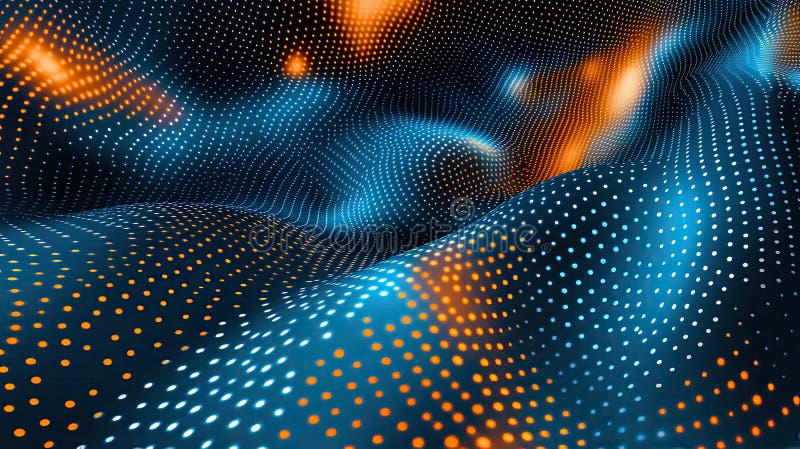 Abstract Blue and Orange Digital Wave Background Stock Illustration ...