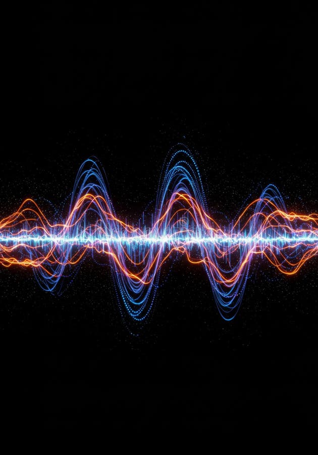 Abstract Blue Orange Digital Wave Energy Signal Stock Illustration ...
