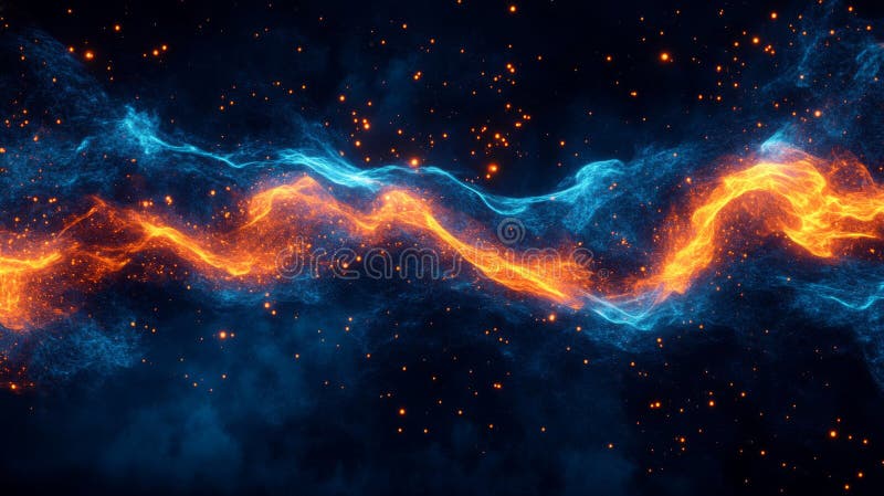 Abstract Blue and Orange Energy Wave Background Stock Illustration ...