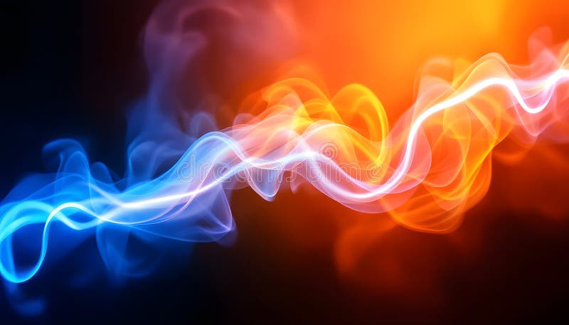 Abstract Blue and Orange Fire Smoke Wave Background Image Stock ...