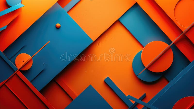 Abstract Blue and Orange Geometric Shapes Background AIG535 Stock ...