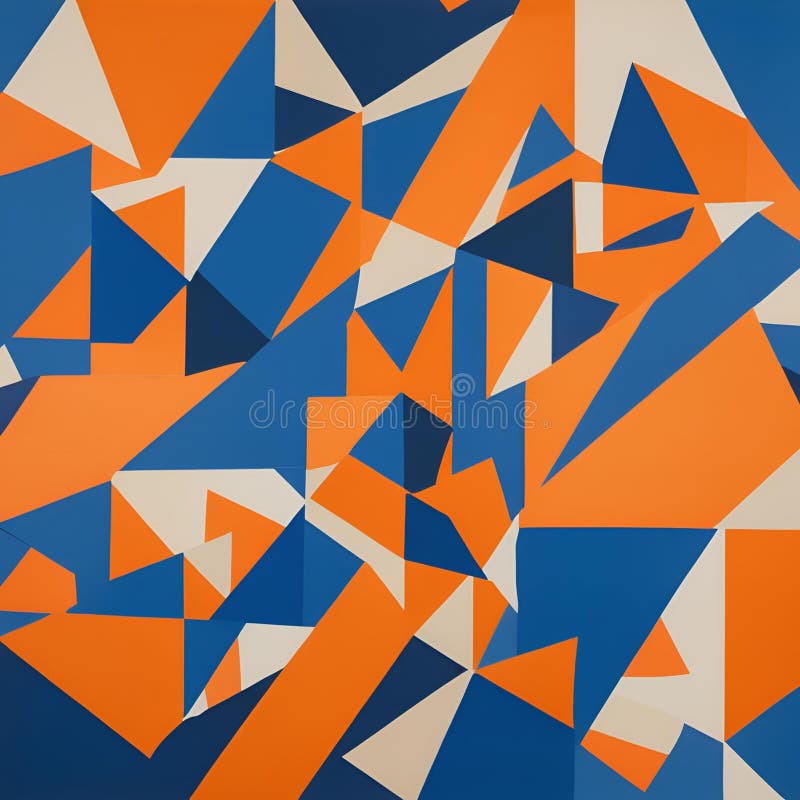 Abstract Blue and Orange Geometric Shapes Stock Illustration ...