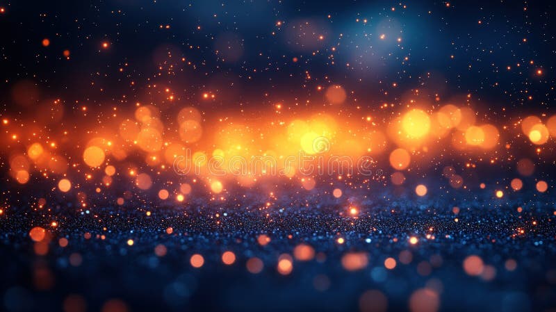 Abstract Blue and Orange Glitter Background with Bokeh Lights Stock Photo - Image of dark ...