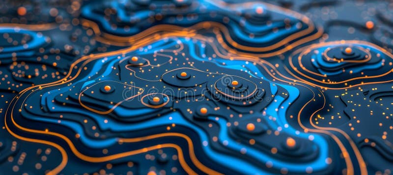 Abstract Blue and Orange Light Path Representing Technology and Data ...