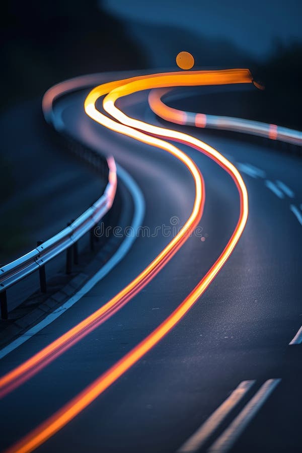 Abstract Blue and Orange Light Path Symbolizes Technology and Data ...