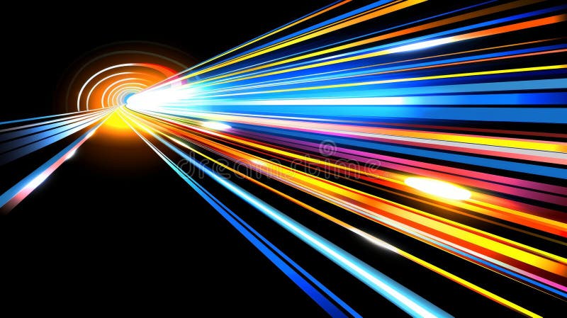 Abstract Blue and Orange Light Trail Representing Tech and Info ...