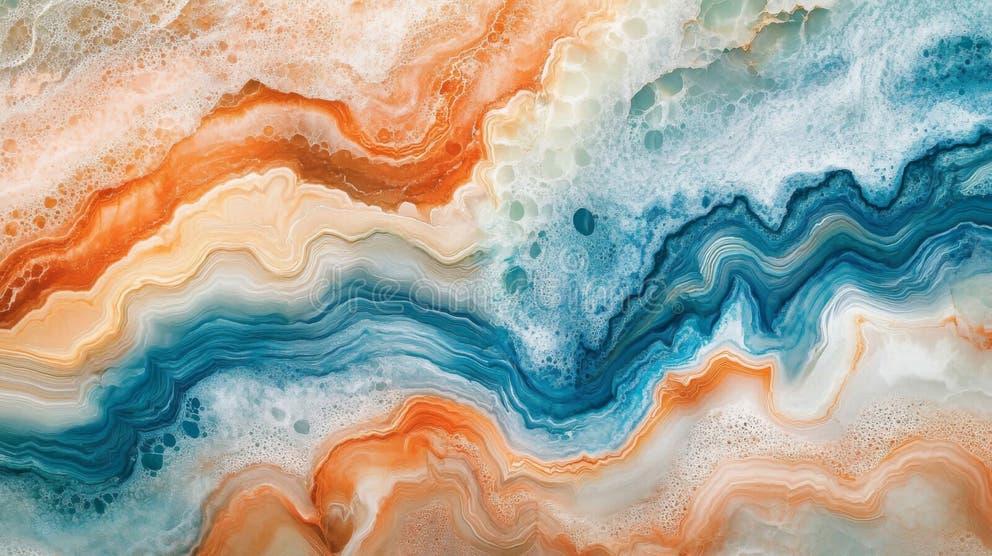Abstract Blue and Orange Marble Texture Background Stock Illustration ...