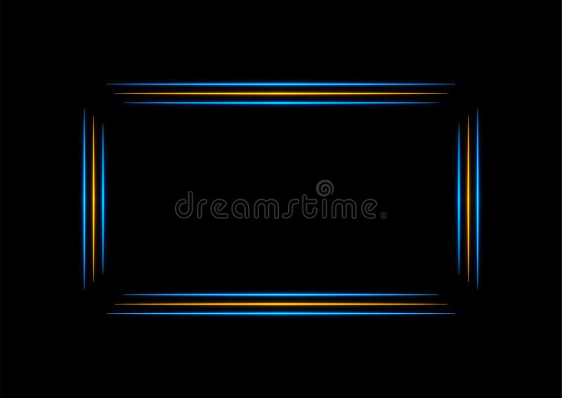 Abstract Blue Orange Neon Rectangle Frame Abstract Background Stock ...
