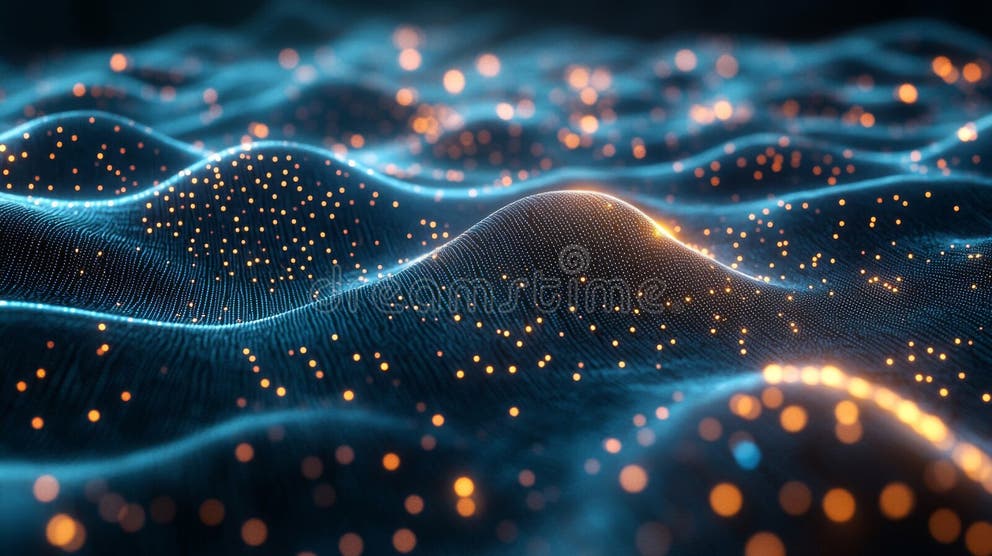 Abstract Blue and Orange Particle Wave Background Stock Illustration ...