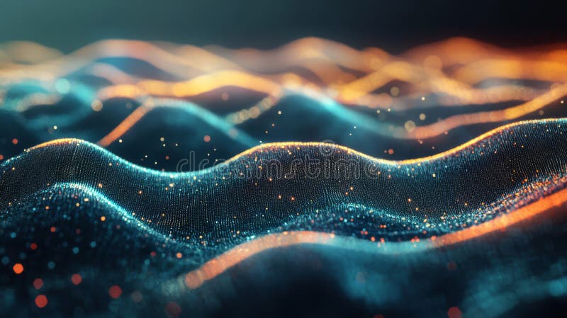 Abstract Blue Orange Particle Wave Background Stock Illustration ...