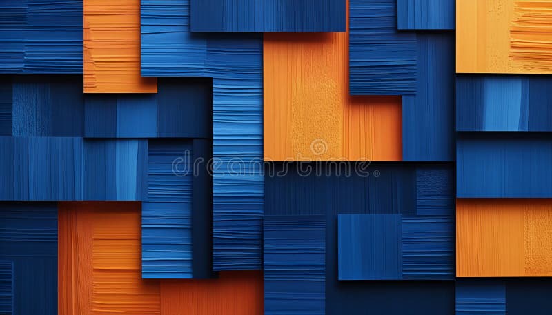 Abstract Blue and Orange Rectangular Block Pattern with Textured ...
