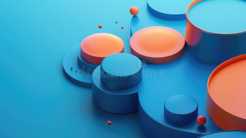 Abstract Blue and Orange Shape Repetitive Pattern Geometry in ...