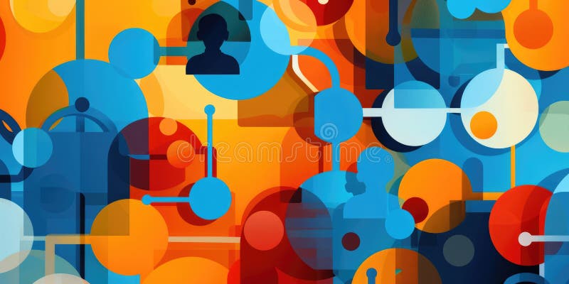 Abstract Blue and Orange Shape Repetitive Pattern Geometry in ...