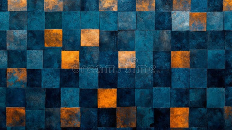 Abstract Blue and Orange Square Texture Background Stock Illustration ...