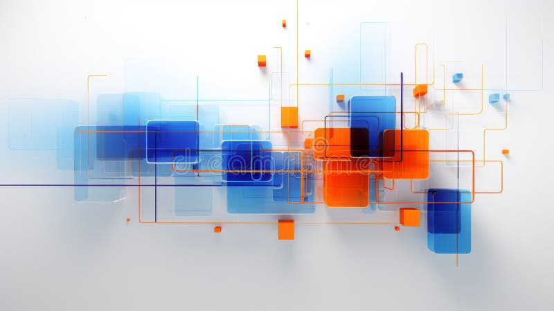 Abstract Blue and Orange Squares: a Technological Art Masterpiece Stock ...