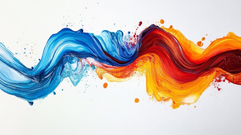 Abstract Blue and Orange Swirling Paint Artwork Stock Illustration ...