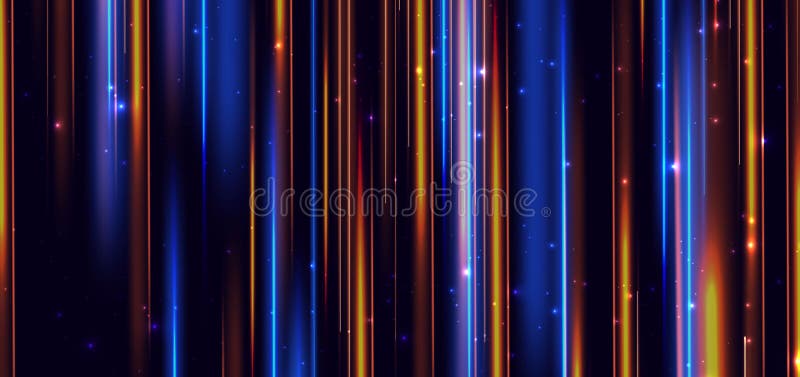Abstract Blue and Orange Vertical Light Ray on Dark Blue Background ...