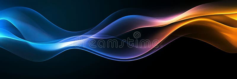 Abstract Blue and Orange Wave Flow on a Black Background, Modern Design ...