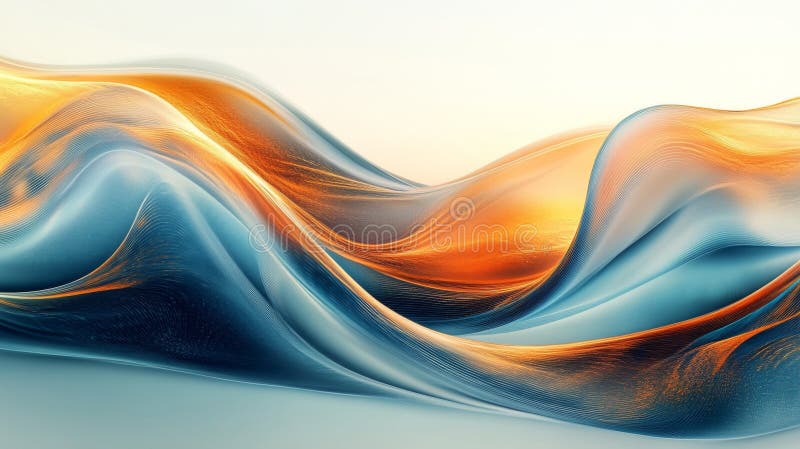 Abstract Blue and Orange Wave Flowing Motion Design Stock Illustration ...