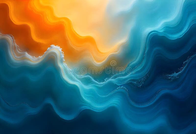 Abstract Ocean Waves Forming a Gradient from Orange To Blue Stock ...