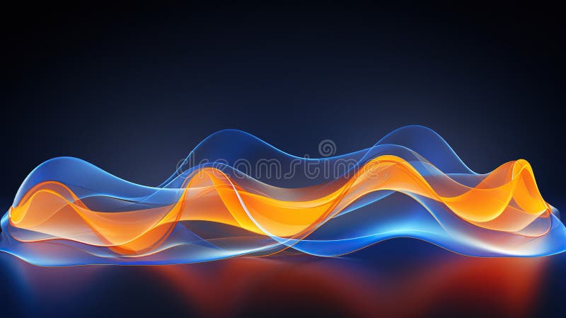Abstract Blue and Orange Waves on a Dark Background. Vector ...