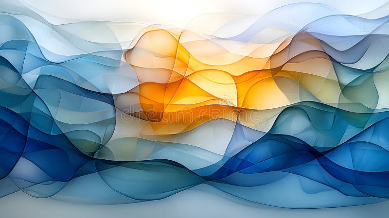 Abstract Blue, Orange Waves, Light Background, Calming Design, Website ...