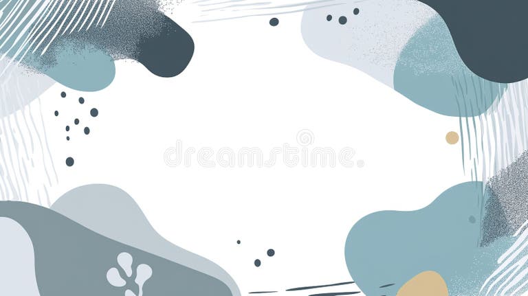 Abstract Blue Organic Shapes Frame, White Background, Design Template ...