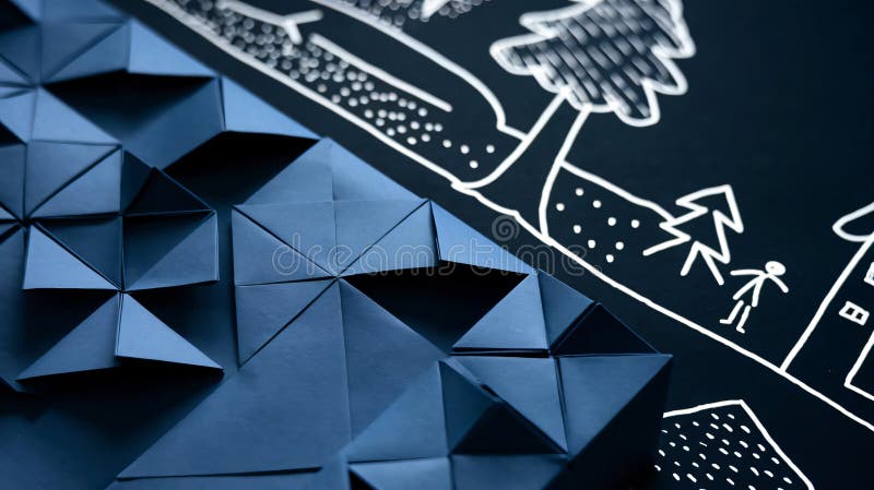 Abstract Blue Origami Pattern beside Childlike High Quality Image Stock ...