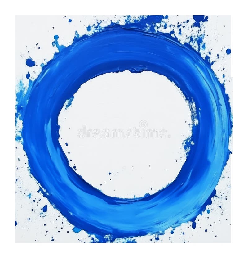 Abstract Blue Paint Circle Brush Stroke on Transparent Background ...