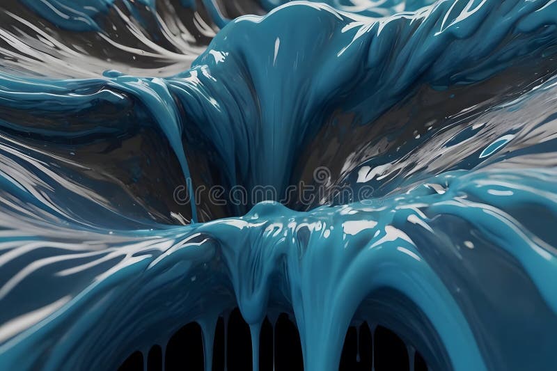 Abstract Blue Paint Dripping in a Wave-like Formation Stock ...