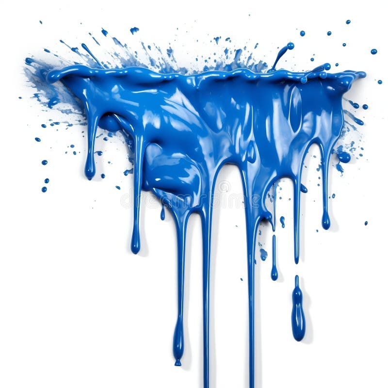 Abstract Blue Paint Drips or Slime Isolated on White Background. AI ...