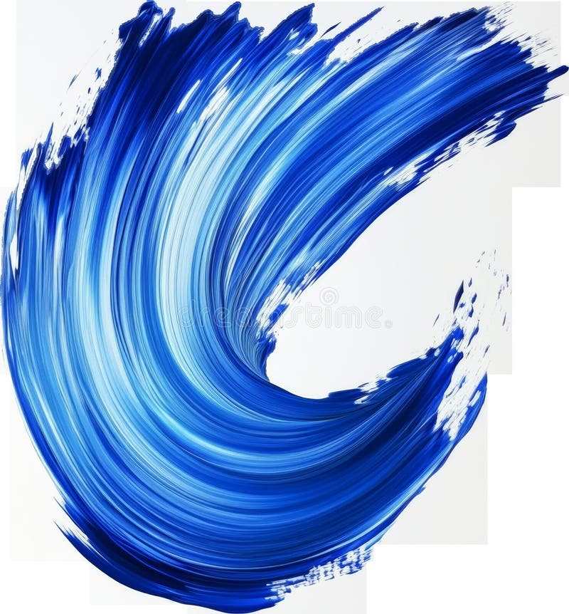 Abstract Blue Paintbrush Stroke on Transparent Background, Dynamic ...
