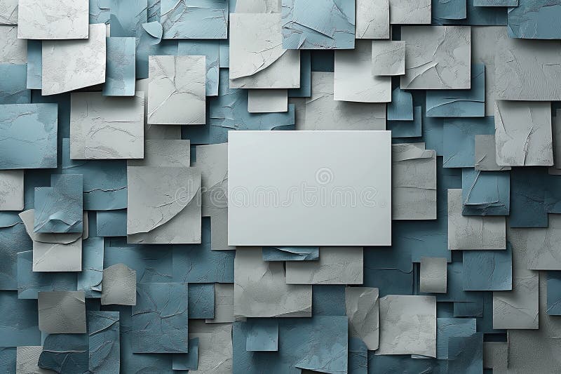 Abstract Blue Paper Wall with Central Canvas Stock Photo - Image of ...