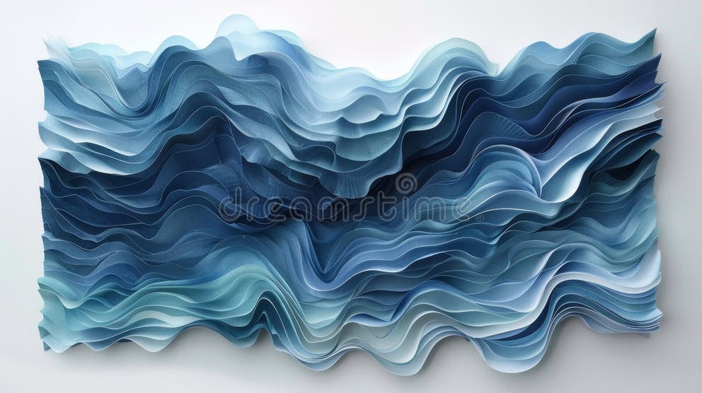 Abstract Blue Paper Wave Sculpture Stock Illustration - Illustration of ...