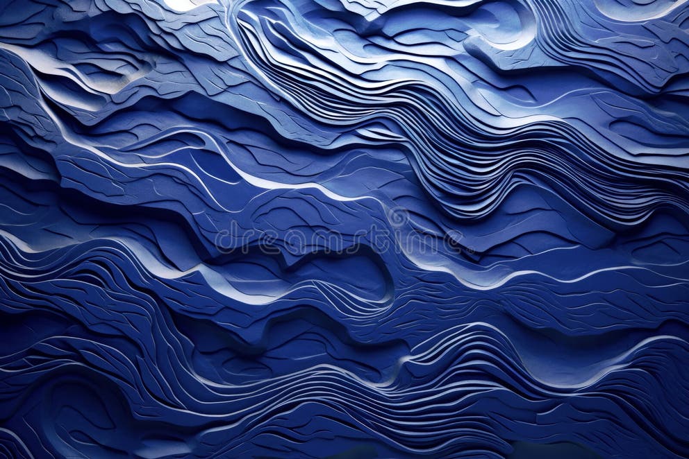 Abstract Blue Paper Waves Texture Stock Photo - Image of blue, backdrop ...