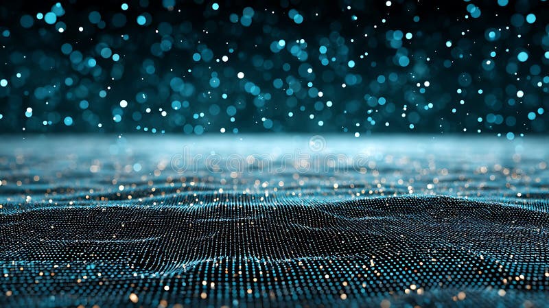Abstract Blue Particle Background with Glowing Texture and Dark Space ...