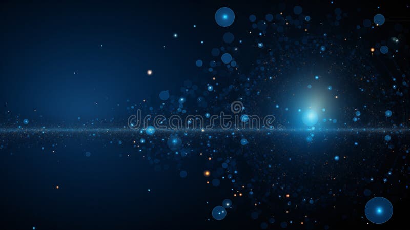 Abstract Blue Particle Lights on Dark Background Stock Illustration ...