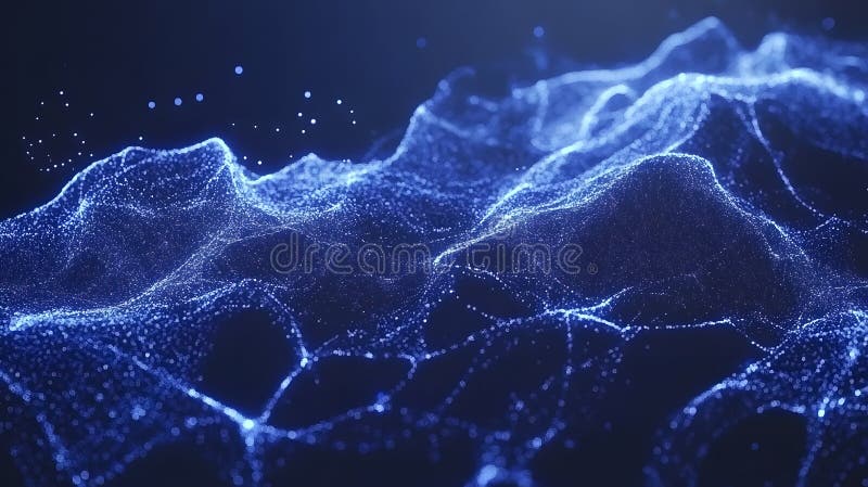 Abstract Blue Particle Network Data Stream, Connection, Visualization ...