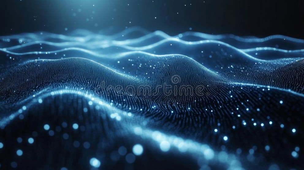 Abstract Blue Particle Wave Background Stock Illustration ...