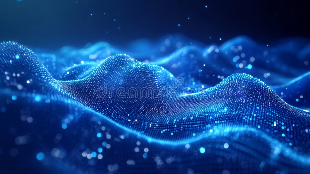Abstract Blue Particle Wave Background Stock Illustration ...
