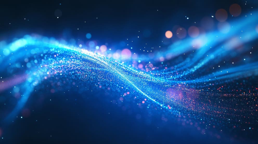 Abstract Blue Particle Wave Background Stock Illustration ...