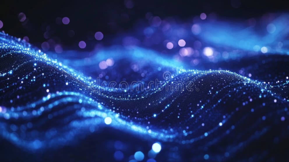 Abstract Blue Particle Wave Background Stock Illustration ...