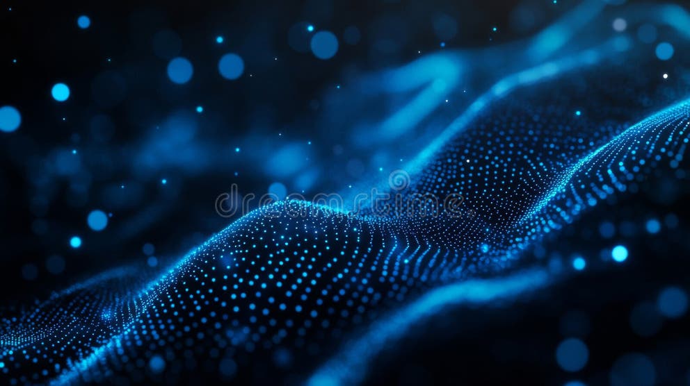 Abstract Blue Particle Wave Background Stock Illustration ...